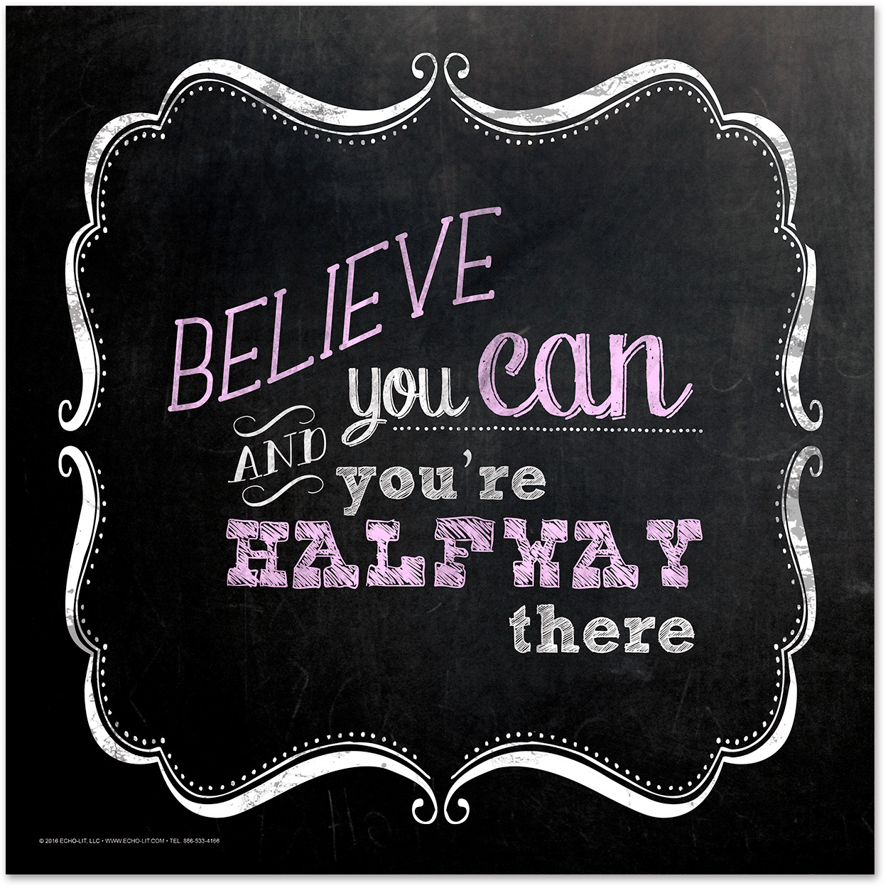 Believe You Can Inspirational Quote Poster. Chalkboard Style ...