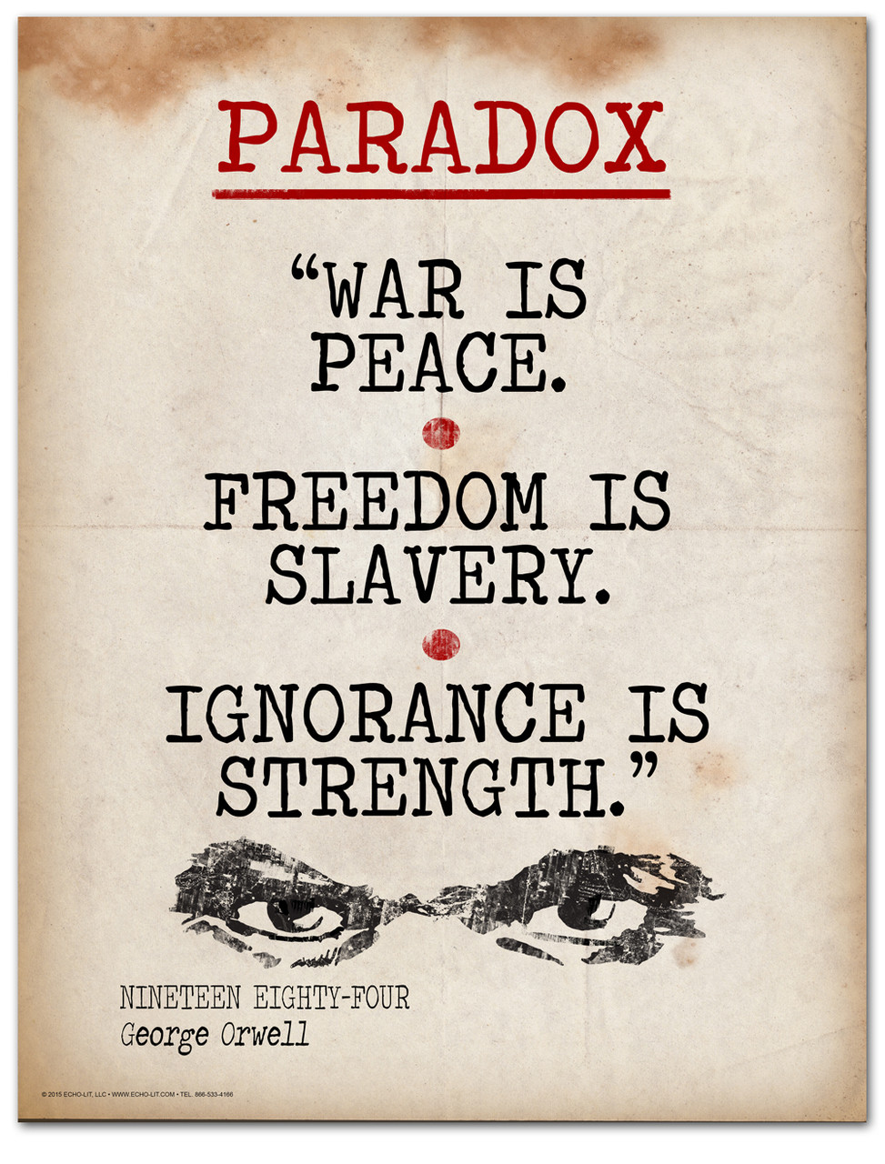 Nineteen Eighty-Four Paradox Quote, Literary Term Poster featuring ...