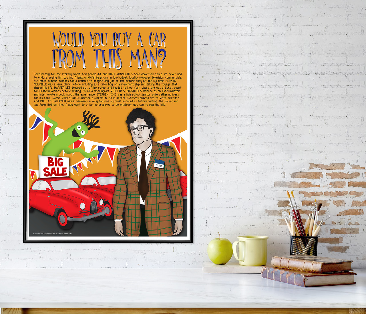 Famous Authors Second Job Literary Classroom Poster Featuring Vonnegut ...