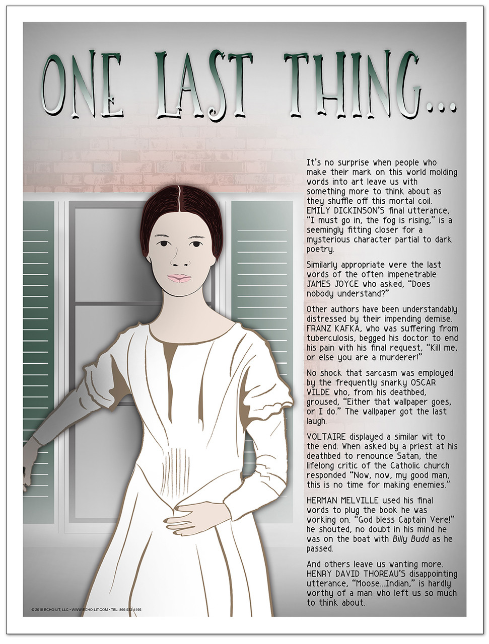 Famous Authors Last Words Classroom Literary Poster Featuring Dickinson ...