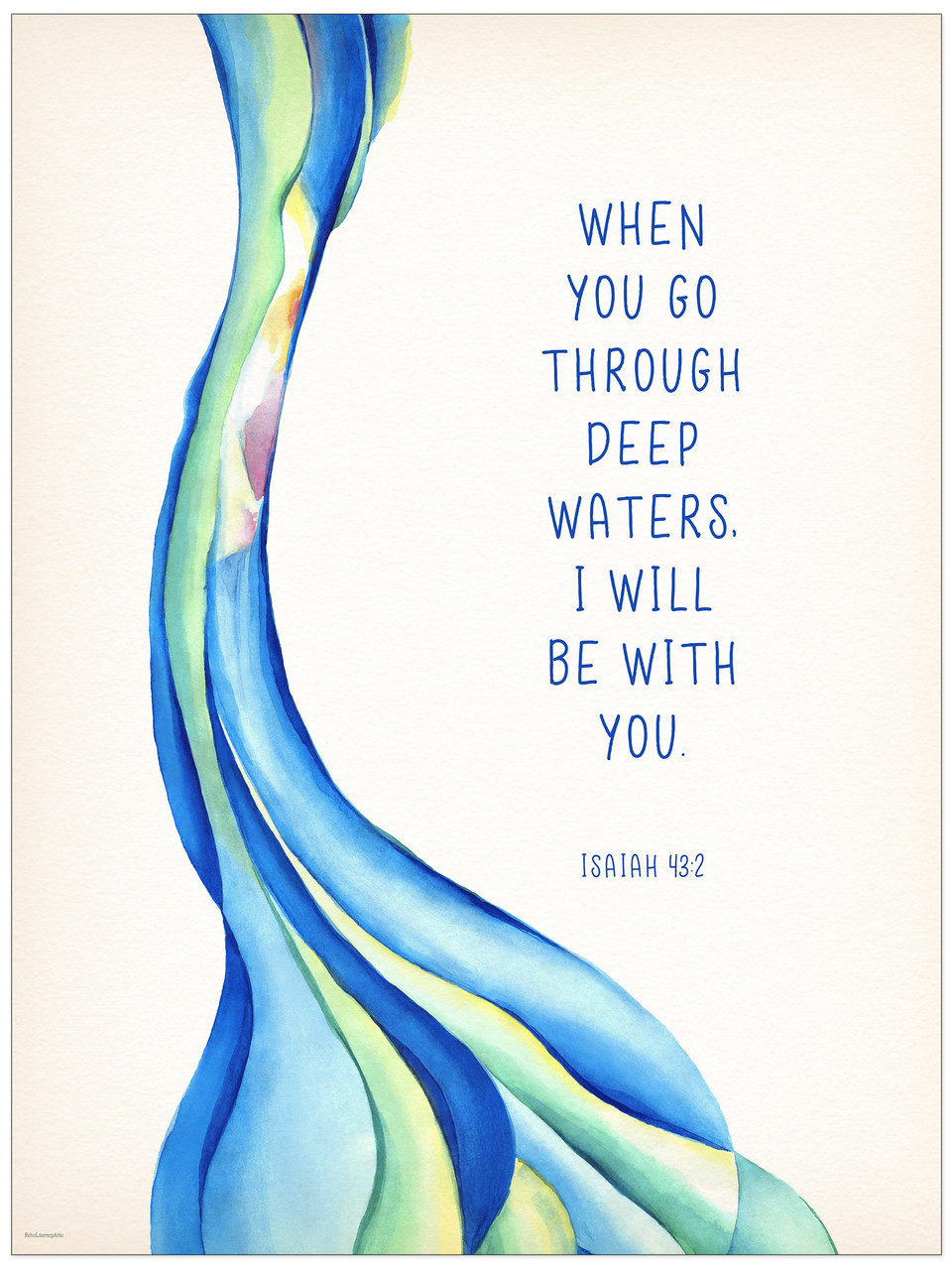 Deep Waters Spiritual and Inspirational Bible Quote Print. - Echo-Lit