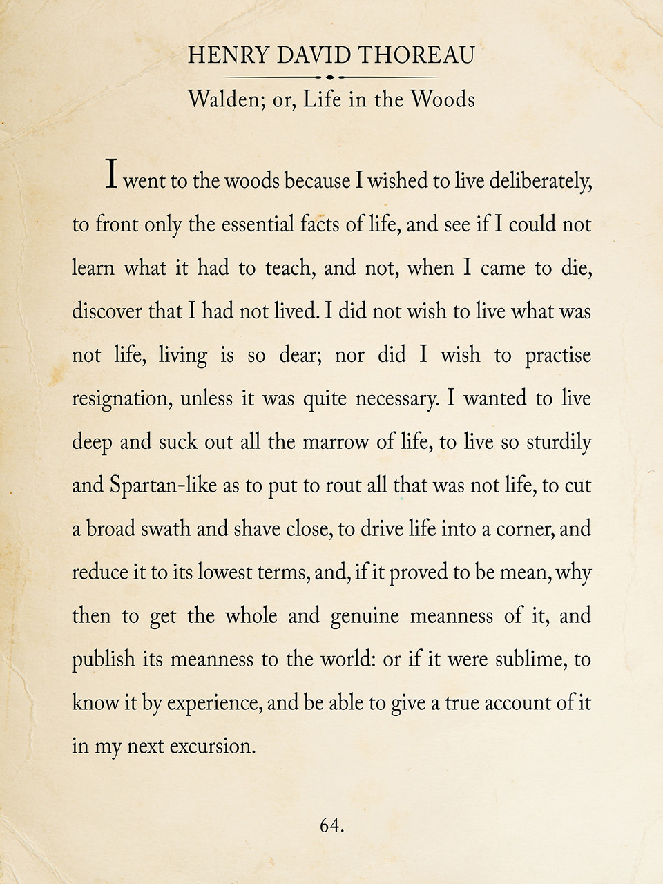 Thoreau Book Page Style Literary Quote Print. - Echo-Lit