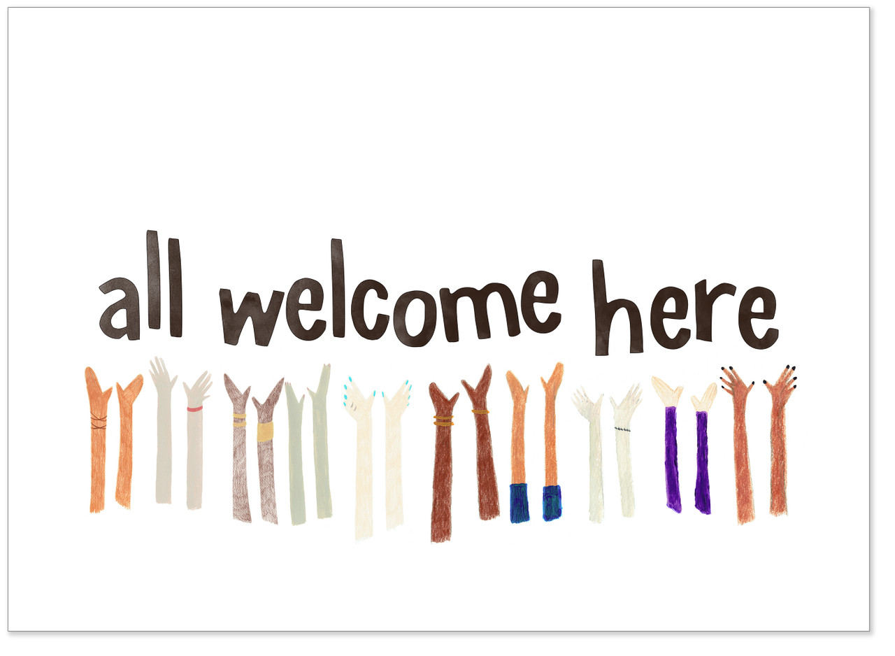 All Welcome Art Print. Diversity and Inclusivity Poster. - Echo-Lit