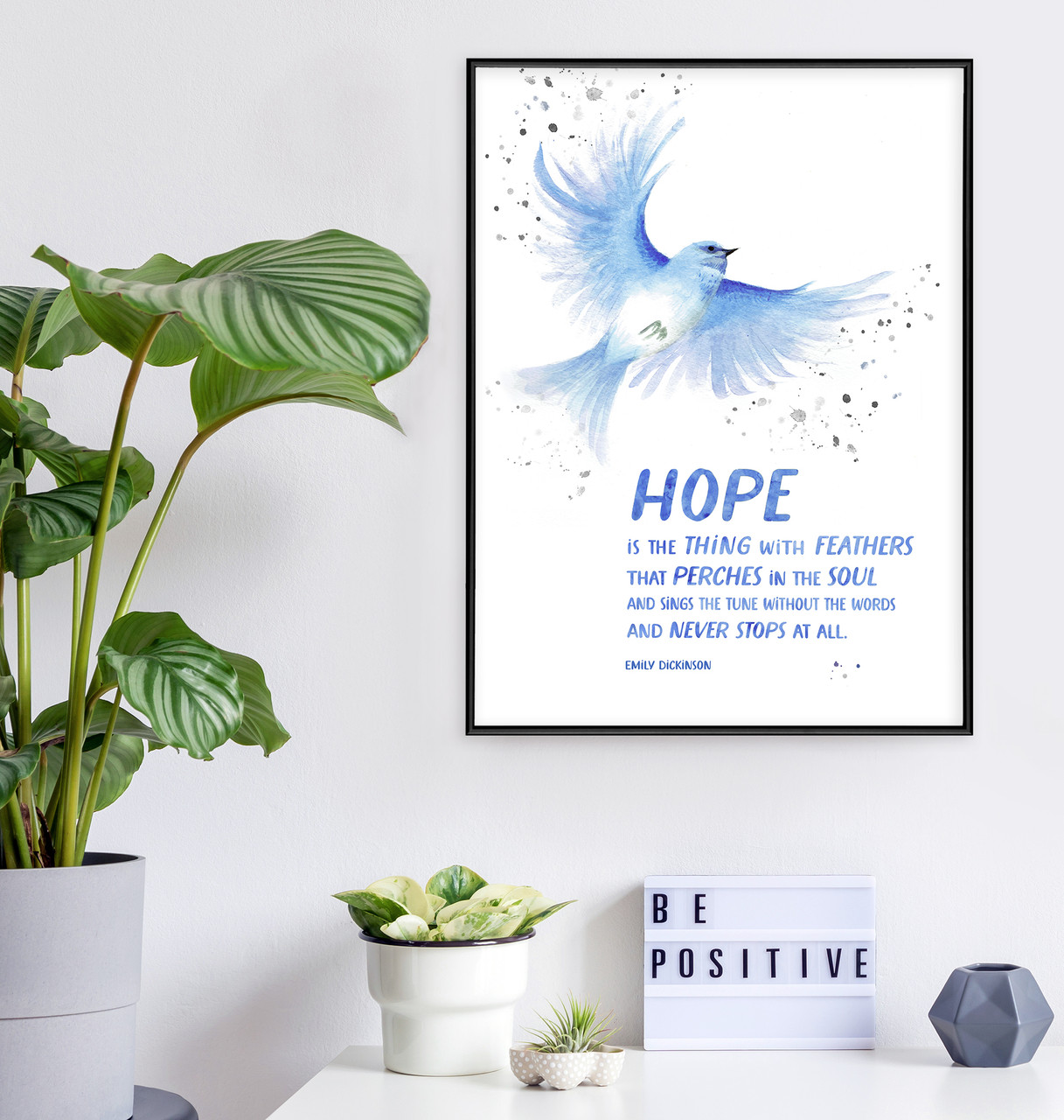 Hope is the Thing with Feathers. Emily Dickinson Quote Art Print ...