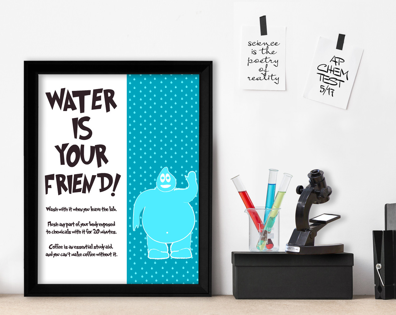 Water is Your Friend Lab Safety Poster. - Echo-Lit
