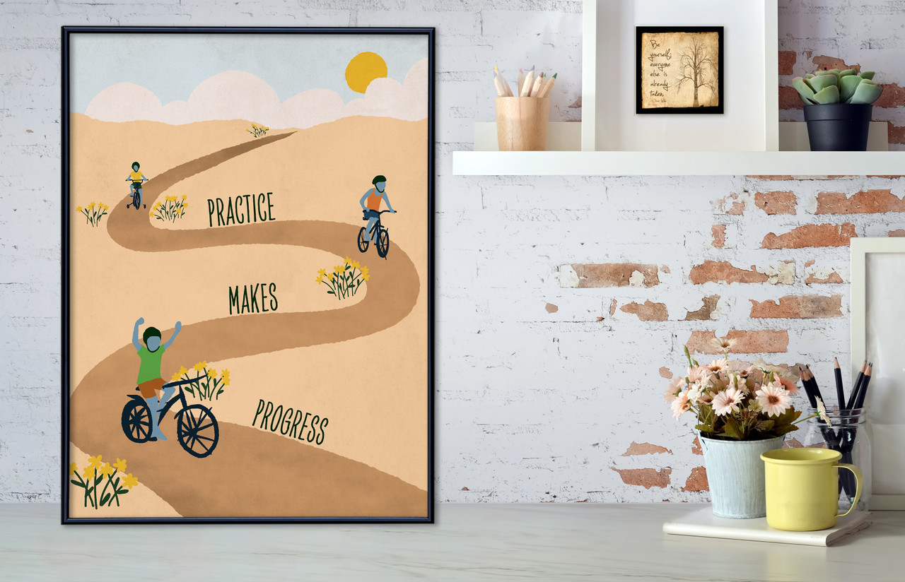 Practice Makes Progress Inspirational Poster. - Echo-Lit