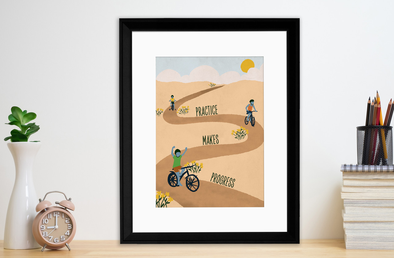 Practice Makes Progress Inspirational Poster. - Echo-Lit