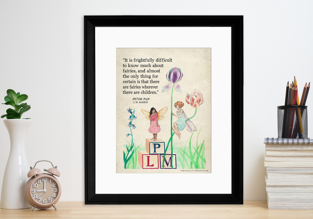 Peter Pan Vintage Style Watercolor Literary Quote Art Print. - Echo-Lit