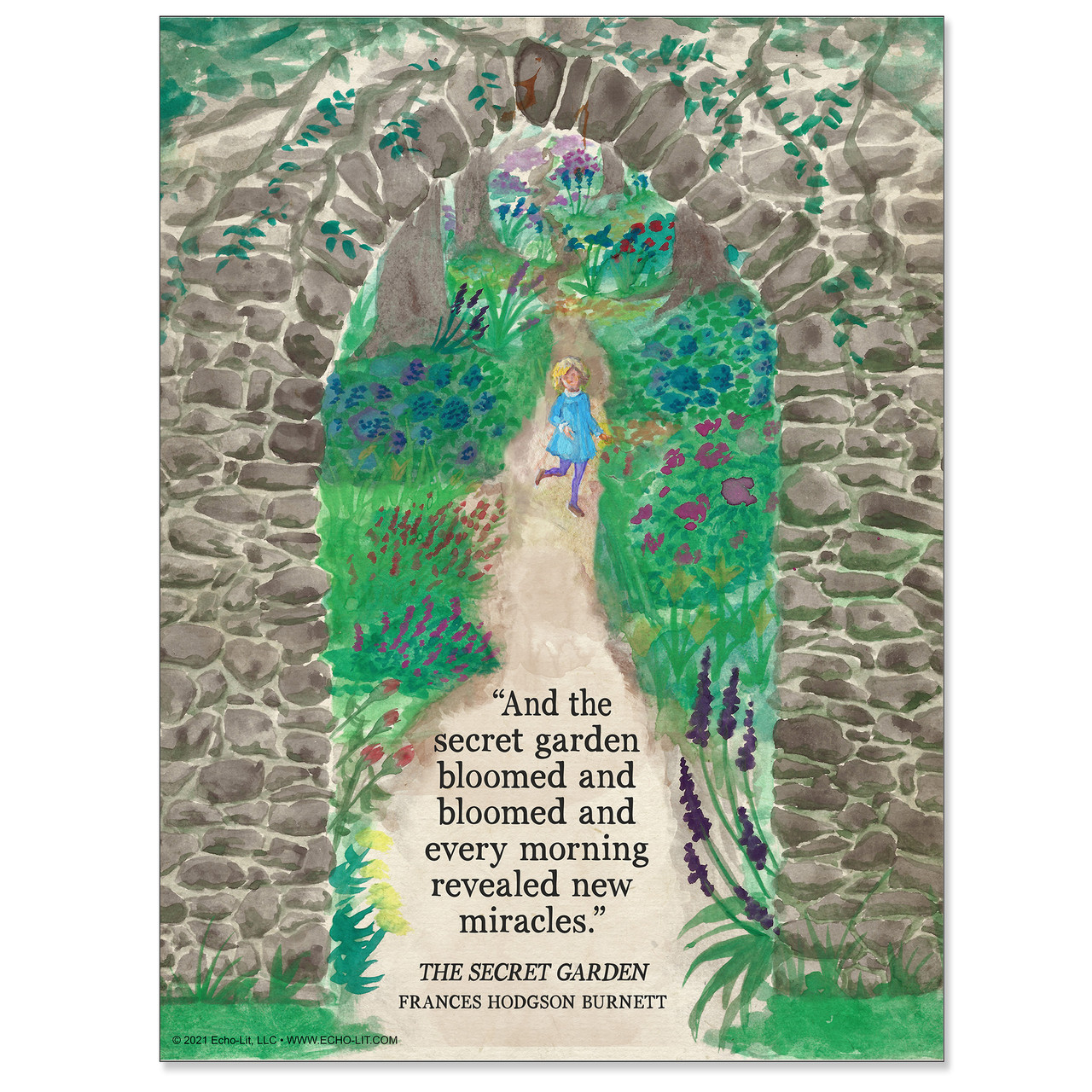 The Secret Garden Literary Vintage Style Watercolor Quote Canvas Art ...