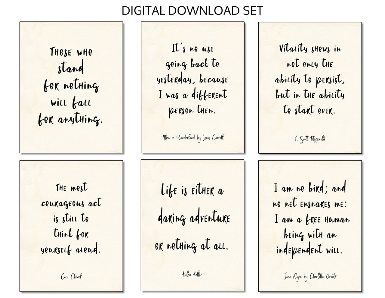 Literary Inspiration Quote Set of Six Poster DIGITAL DOWNLOAD Bundle ...