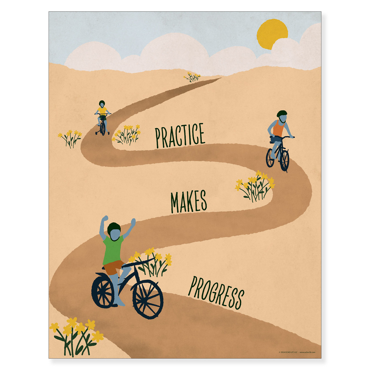 Practice Makes Progress Inspirational Poster. DIGITAL DOWNLOAD - Echo-Lit