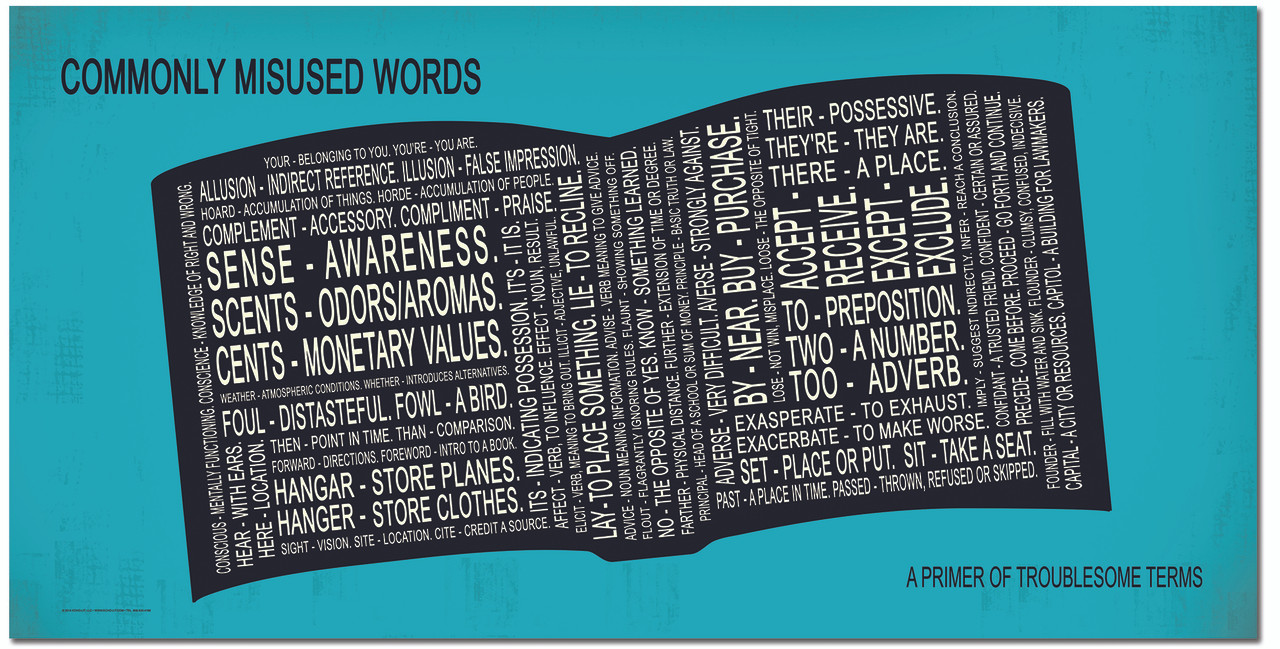 Commonly Misused Words - Language Arts Poster for Classrooms. - Echo-Lit