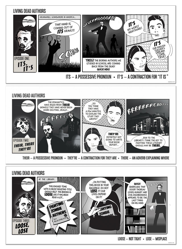 Poe, Thoreau, and Hawthorne Living Dead Authors Set Comic Style ...