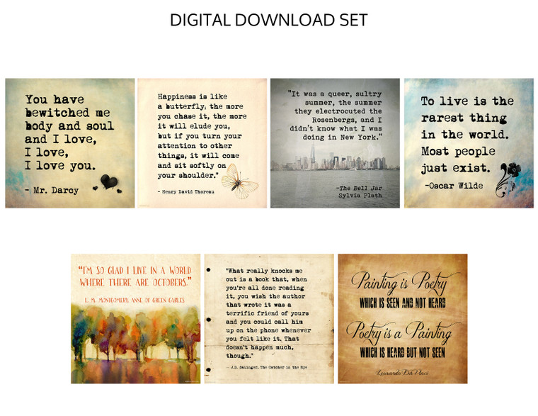 Inspirational Literary Quote 7 Poster DIGITAL DOWNLOAD Bundle - Echo-Lit