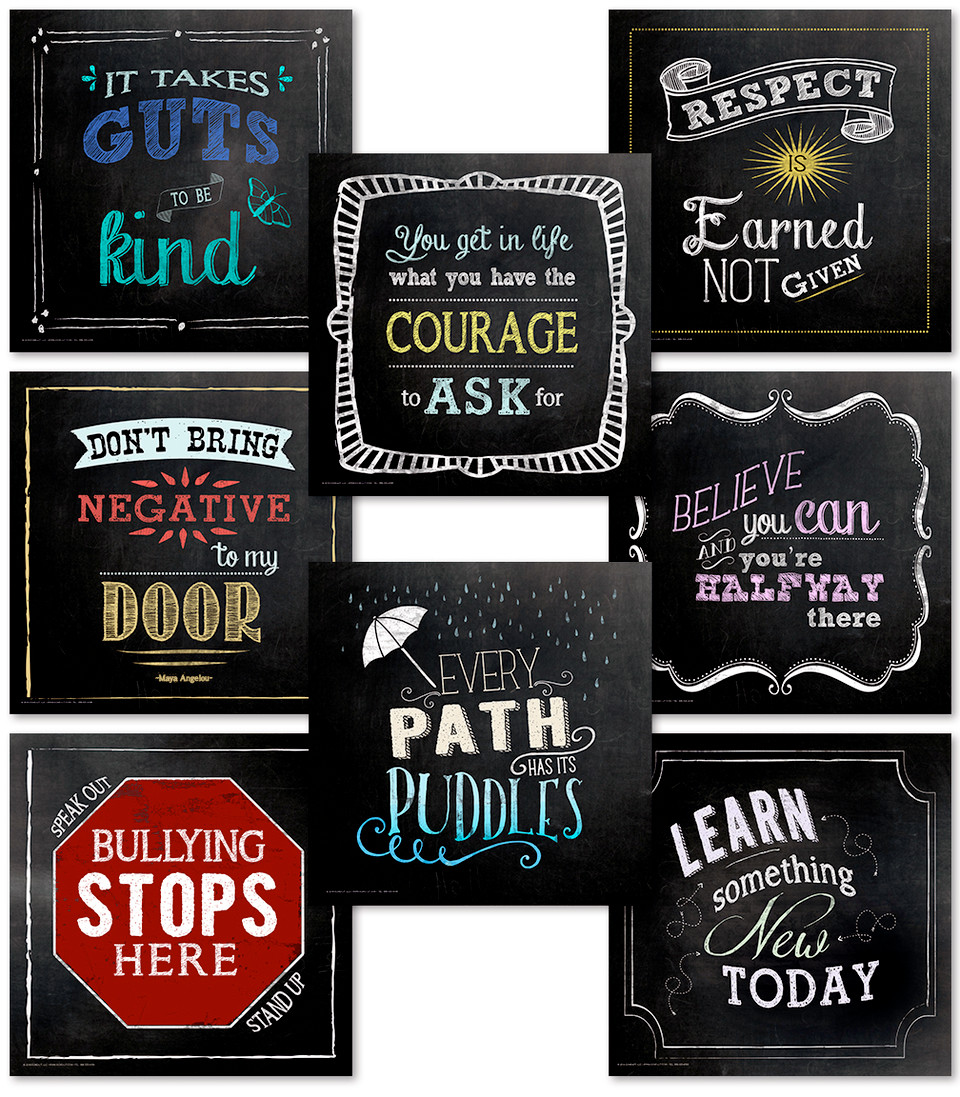 Chalkboard Style Guidance Poster Set of 8. - Echo-Lit