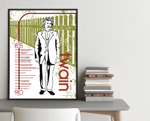 Mark Twain Important Authors Literary Art Print. Educational English ...