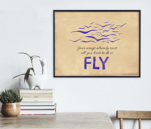 Inspirational Quote Art Print. Your Wings Already Exist Poster. - Echo-Lit