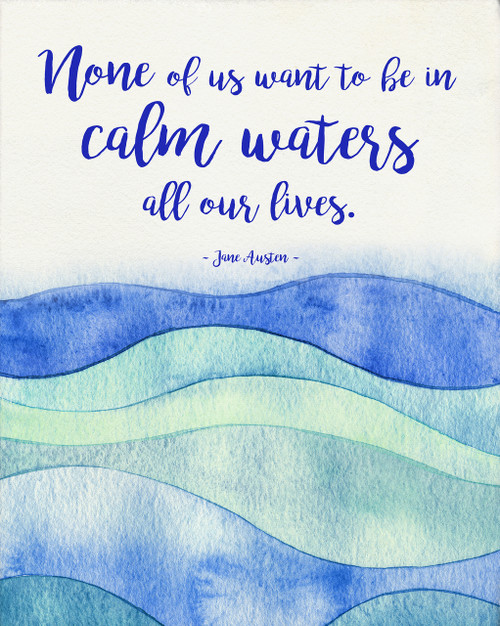 Calm Waters Literary Quote. Watercolor Jane Austen Fine Art Print ...