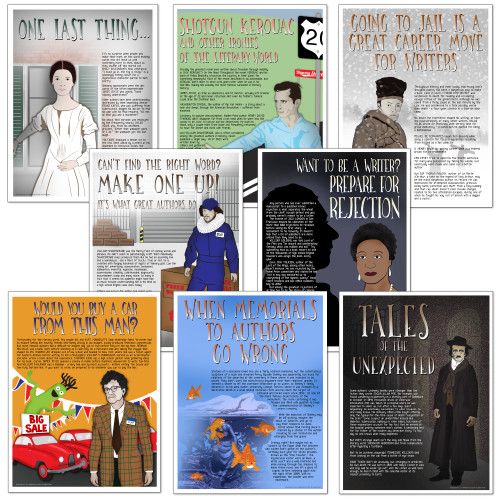 Famous Author Educational Poster Series. Featuring: Kerouac, Dickinson ...