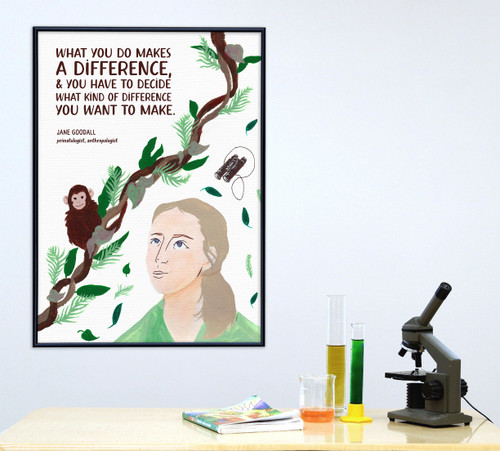 Jane Goodall Women Science STEM Art Print. - Echo-Lit