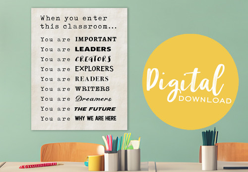 When You Enter This Classroom Inspirational Poster DIGITAL DOWNLOAD ...
