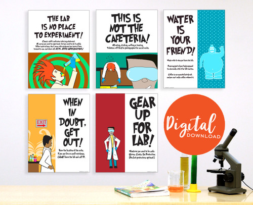 Science Lab Safety Poster Set. DIGITAL DOWNLOAD - Echo-Lit