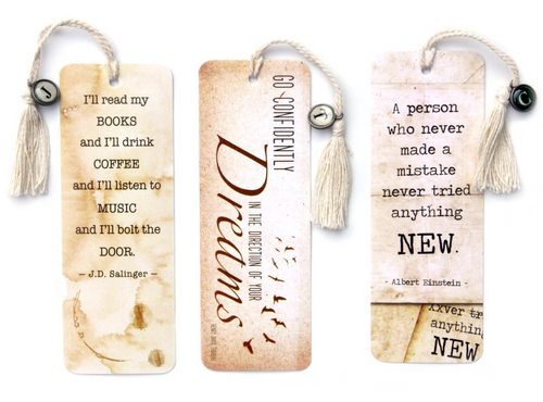 Motivational Classic Literary Quote Bookmarks with Typewriter Key Charm ...