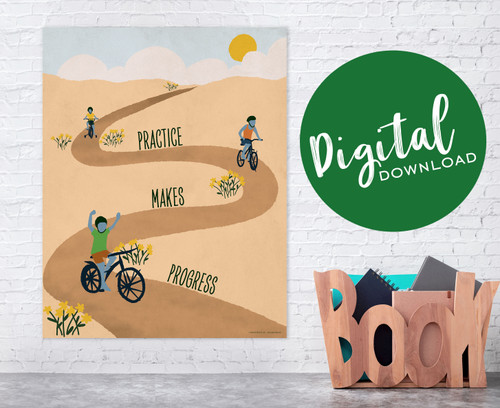 Practice Makes Progress Inspirational Poster. DIGITAL DOWNLOAD - Echo-Lit