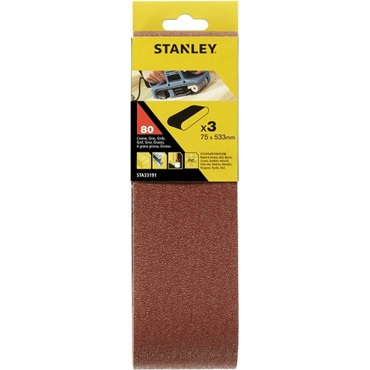 Buy Stanley Belt Sander Belts 75x533 80G STA33191 XJ from GZ Industrial Supplies