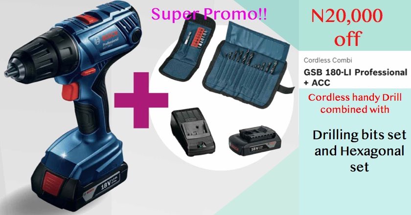 Bosch Online Cordless Impact Drill GSB 180 Li with 23 Accessories Bosch ...