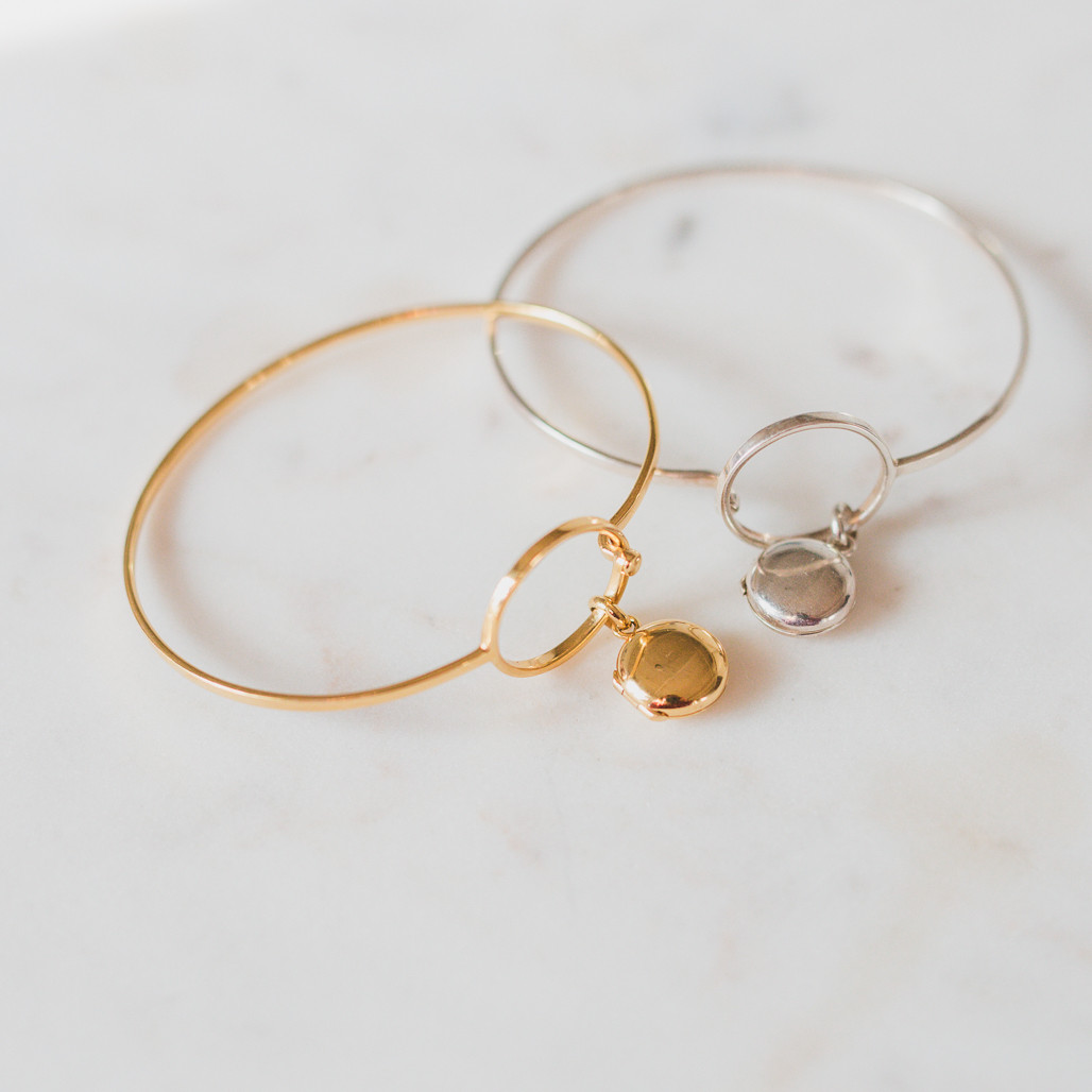Gold Bangle Locket Bracelet with permanent photos and pictures inside ...