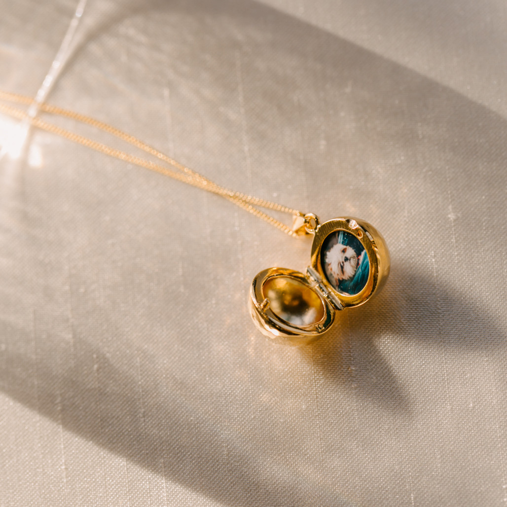14k Gold Vermeil Round Disco Ball Locket Necklace, Modern Jewelry ...