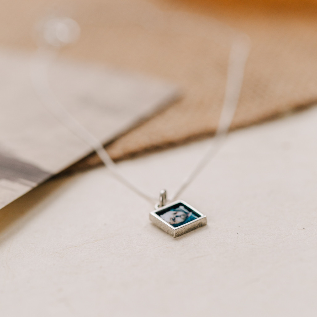 Tiny Square Picture Locket with Permanent Photograph Under Resin ...