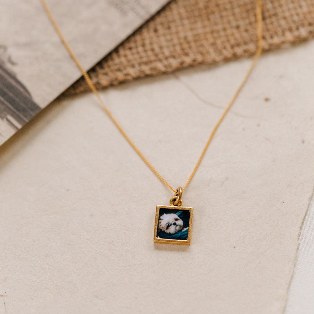 Tiny Square Picture Locket with Permanent Photograph Under Resin ...