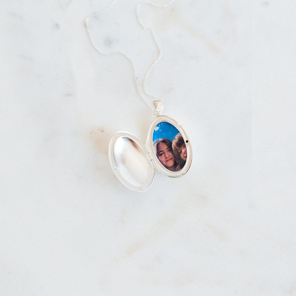 Oval Sterling Silver Locket holds 2 pictures inside for weddings ...