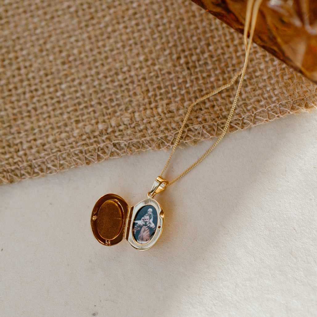 The Little Gold Oval Locket is a modern, small, dainty 14k gold vermeil ...