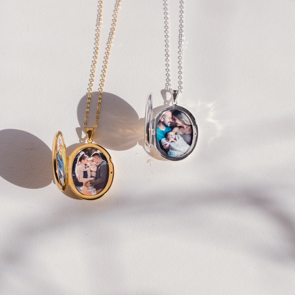 Oval Sterling Silver Locket with etching holds 2 photos inside ...