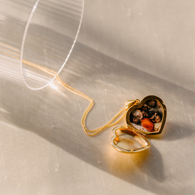 Gold Heart Locket 14k holds 2 pictures inside || thelocketsisters