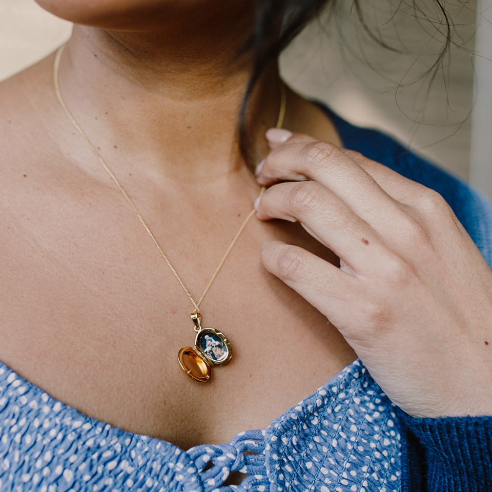The Little Gold Oval Locket is a modern, small, dainty 14k gold vermeil ...