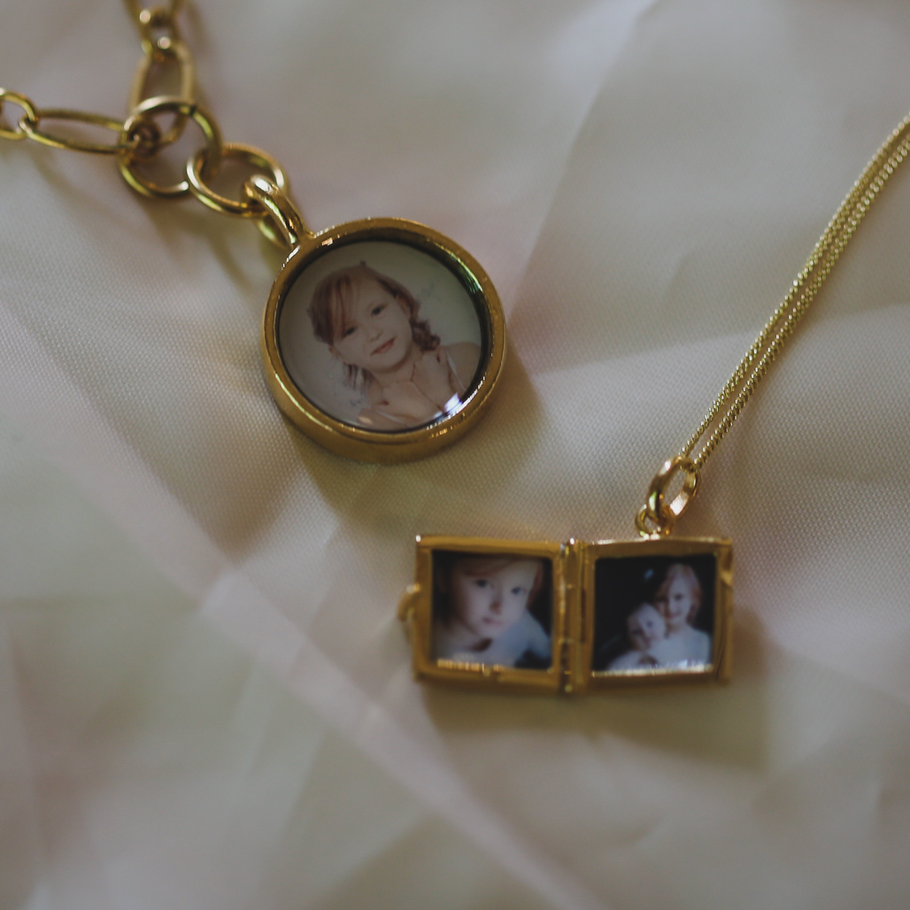 Two Beautiful Gold Lockets to Hold Mary's "Super Sophie" - Locket Sisters