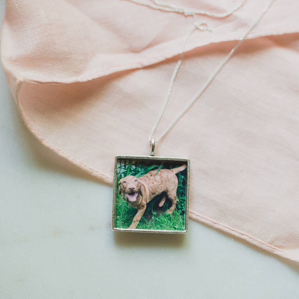 Open Silver Square Pendant Locket with "Pandemic Puppy" Photo! - Locket ...