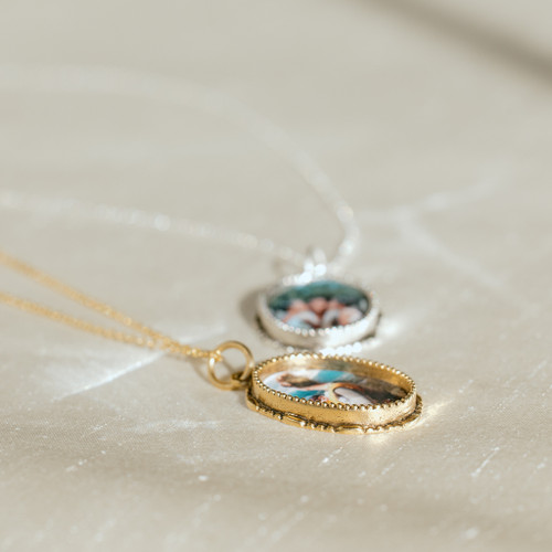 Eloise Locket | Ornate Oval Open Locket Necklace in Silver and Gold ...