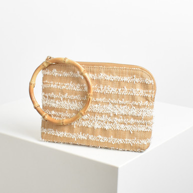 Bamboo Ring Raffie Stripe Weave Pouch - The Gift Club