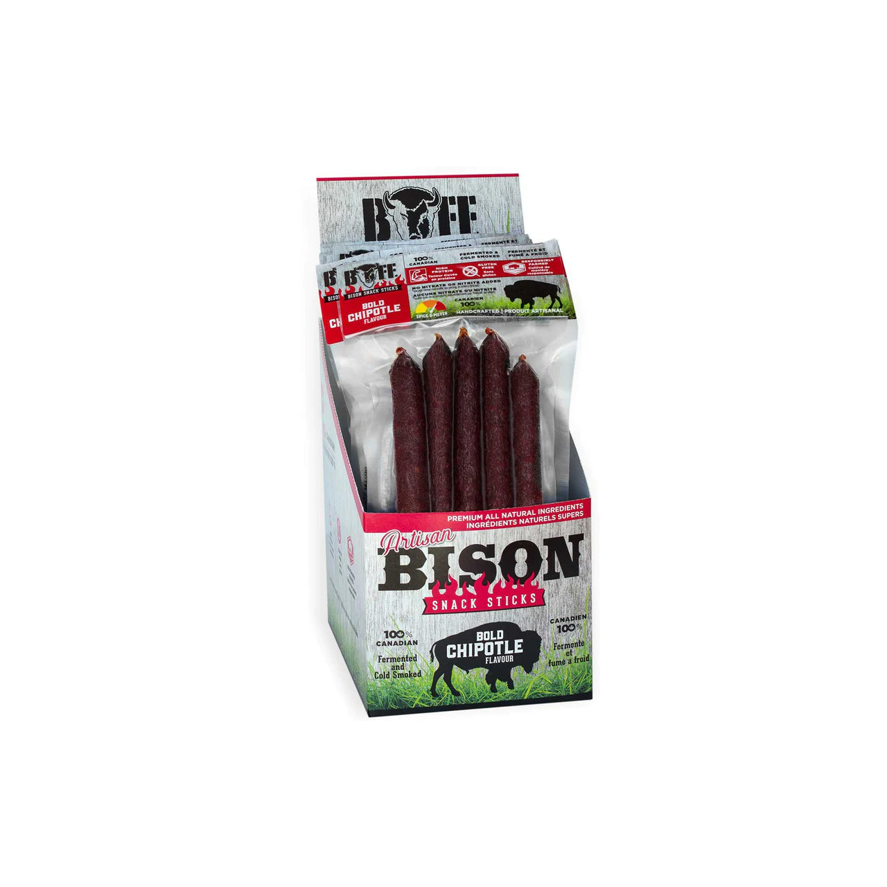 BUFF Bison Snack Sticks 12x125g (5 Pack) Box