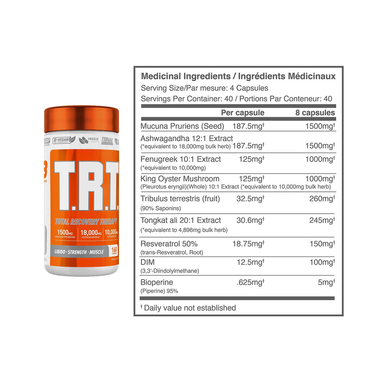 Ballistic Labs Trt Testosterone Booster 160cap Optimize Nutrition