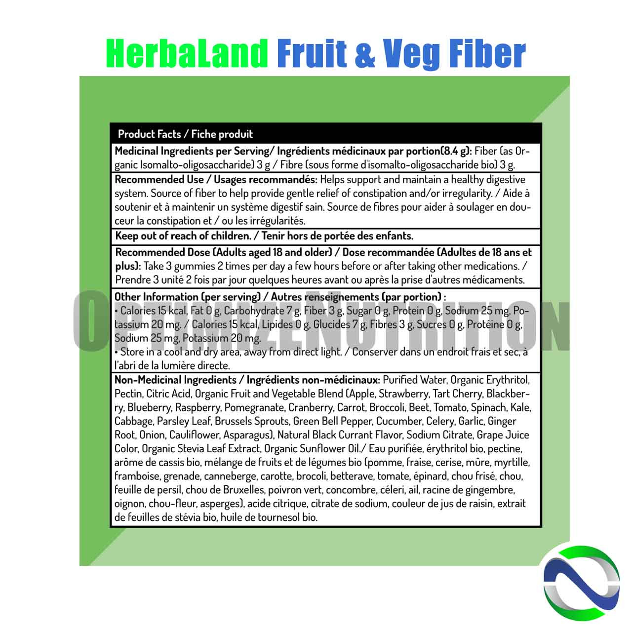 Herbaland Fruit And Veg Fiber 60 Gummies Optimizenutritionca