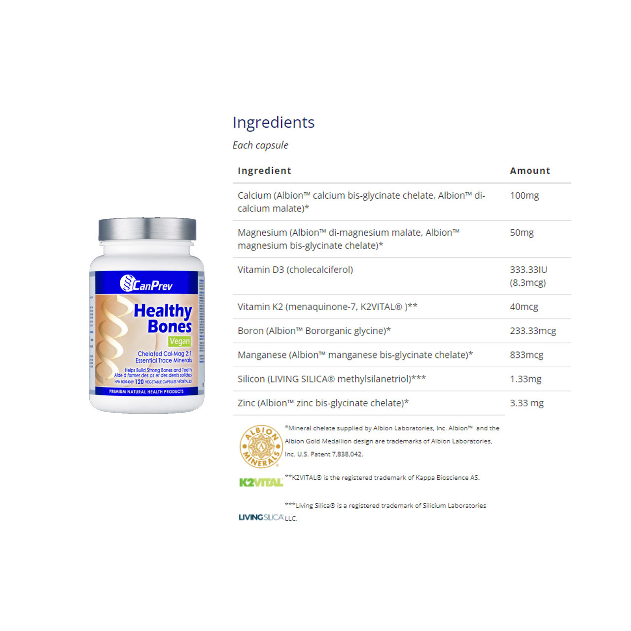 CanPrev Healthy Bones 120Vcap | Optimize Nutrition