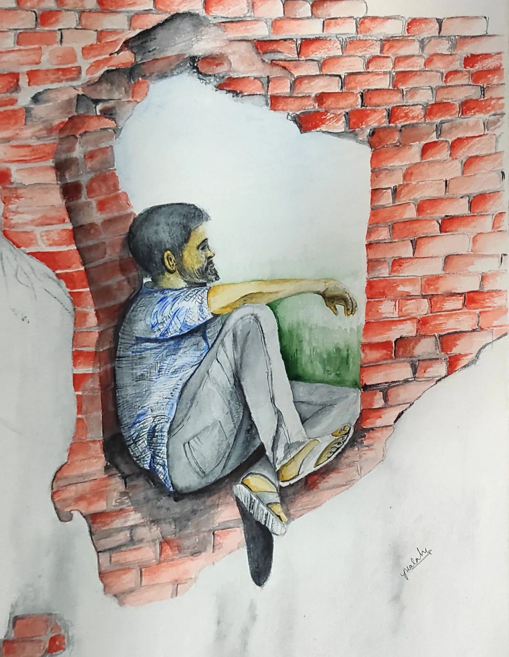 Buy Wait (ART-6697-100245) - Handpainted Art Painting - 10 in X 13in ...