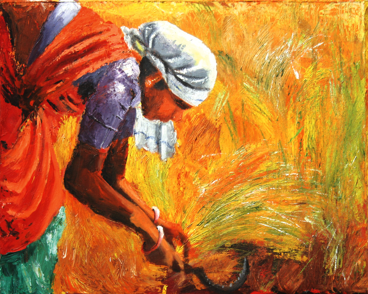 Buy HARVESTING Handmade Painting by Vignesh Kumar. Code:ART_1405_11811 ...