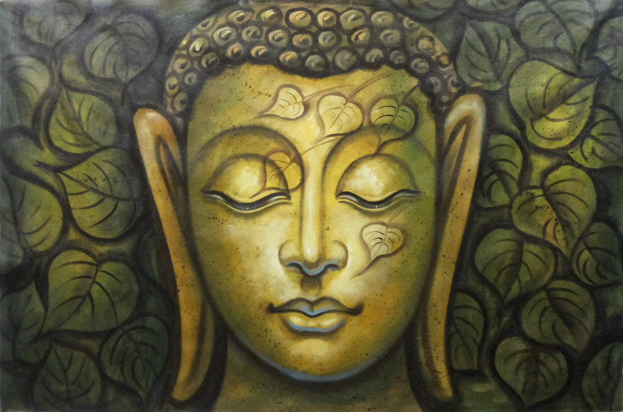 Buy Buddha - Green Handmade Painting by PALLAVI JAIN. Code:ART_1229_732 ...